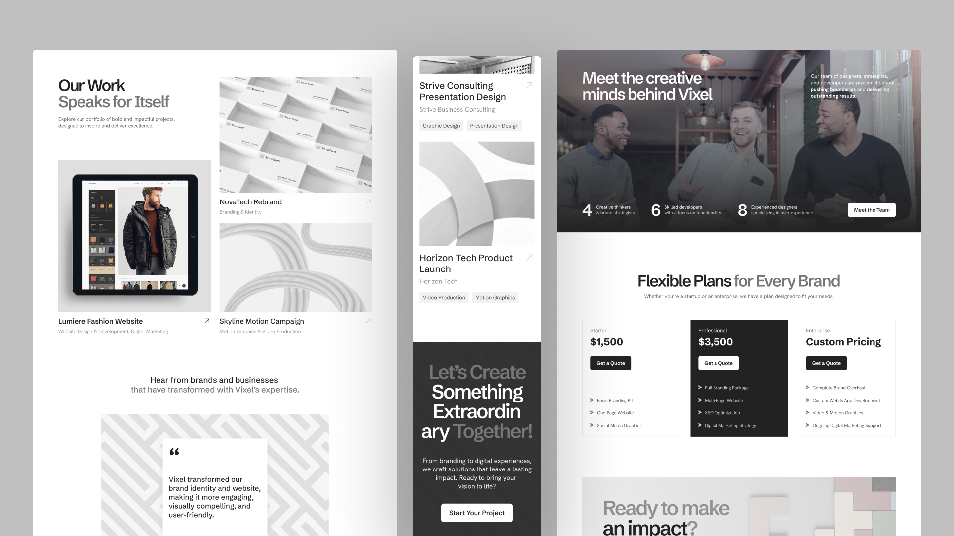 Vixel - Creative Agency Portfolio Website Design UI | Figma