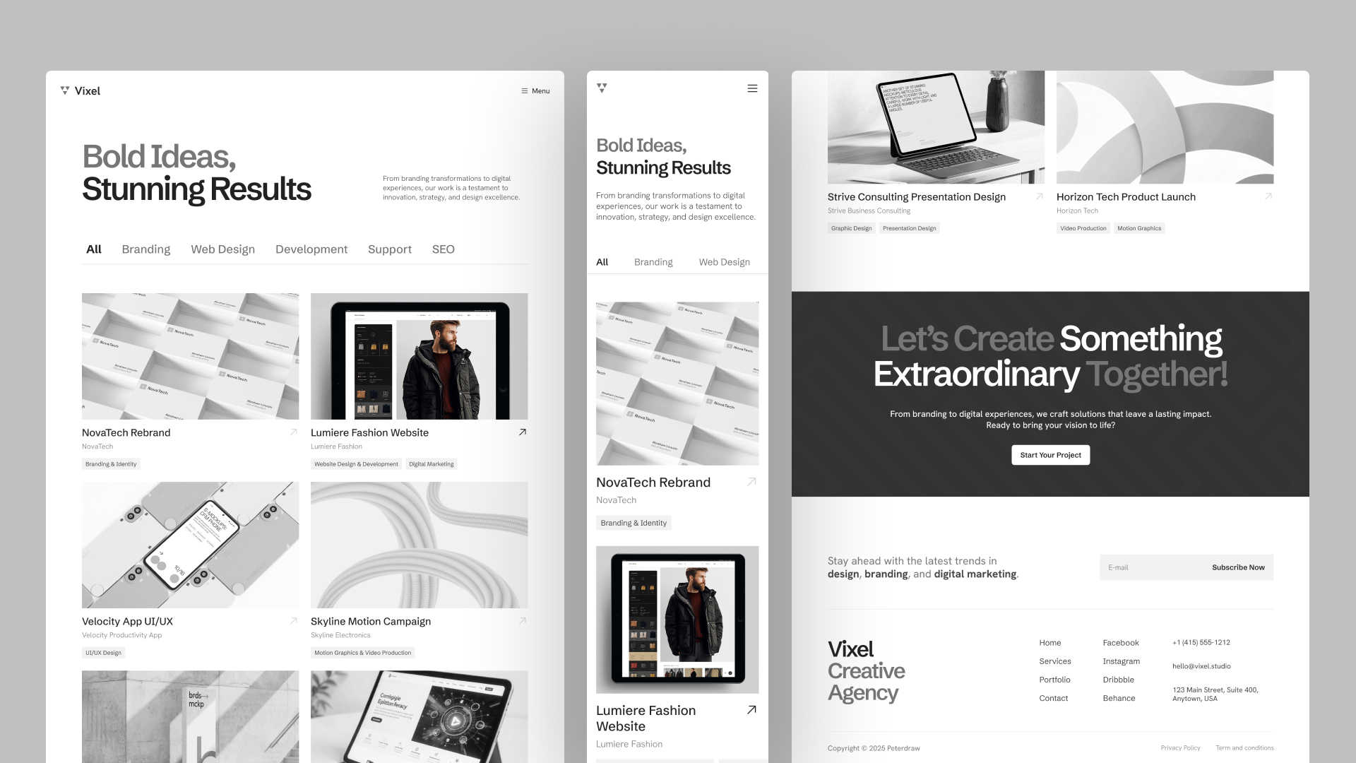 Vixel - Creative Agency Portfolio Website Design UI | Figma